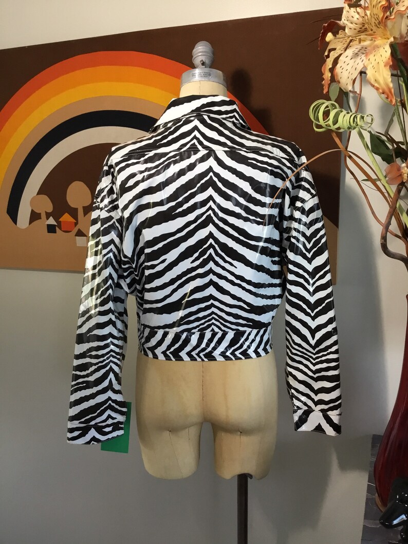 Wippette 1980’s Ladies Vinyl Zebra Print Jacket - Etsy