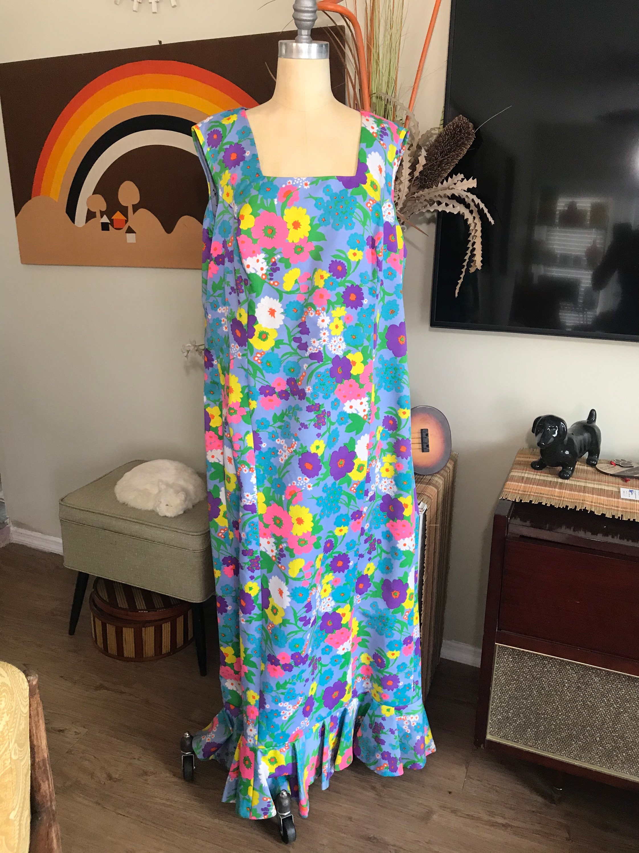 Lilija Nicis 1960s Floral Maxi Dress - Etsy