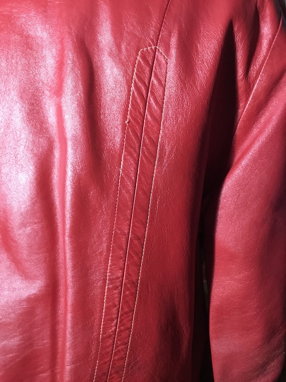 1960's Red Leather Women's Mod Double Breasted Jacket - Gem