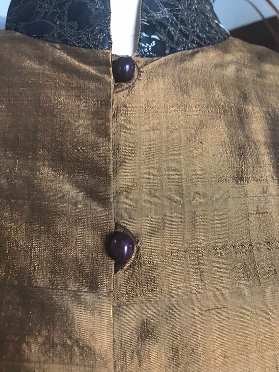 1960s Antique Gold Raw Silk Nehru Dress - Gem