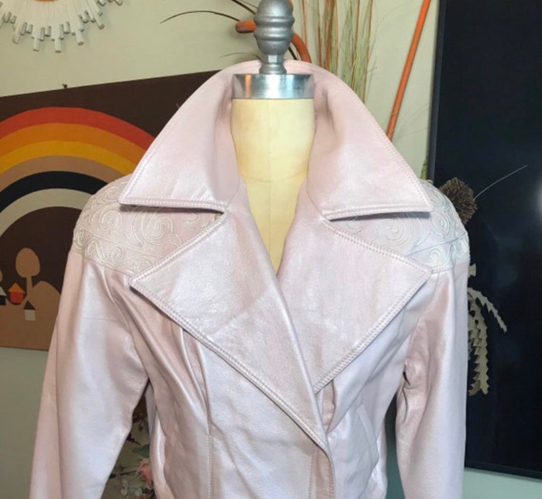 Julian K 1980's Pink Pearl Leather Jacket - Etsy