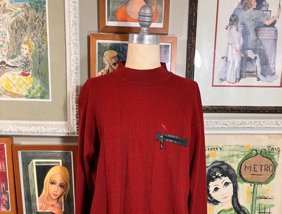 Dai Shu Men’s/Unisex 1970’s Cranberry Pullover Sweater - Gem