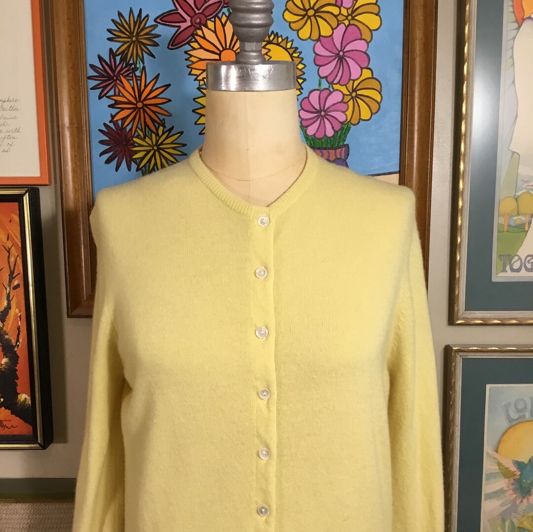 Jaeger 1950s Ladies Yellow Cashmere Sweater - Etsy