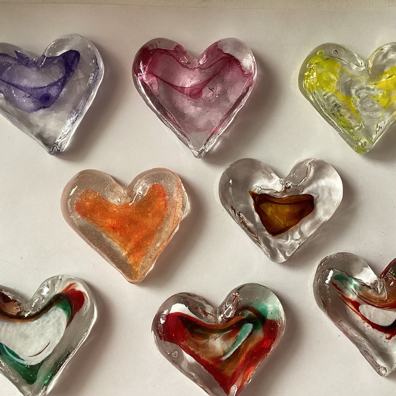 Glass Hearts - Etsy