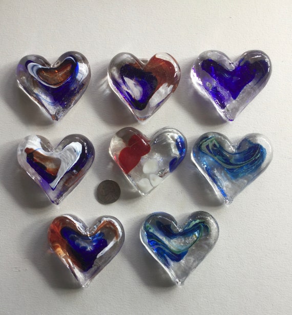 A larger Blown Glass heart Wedding Favors Brides gifts | Etsy