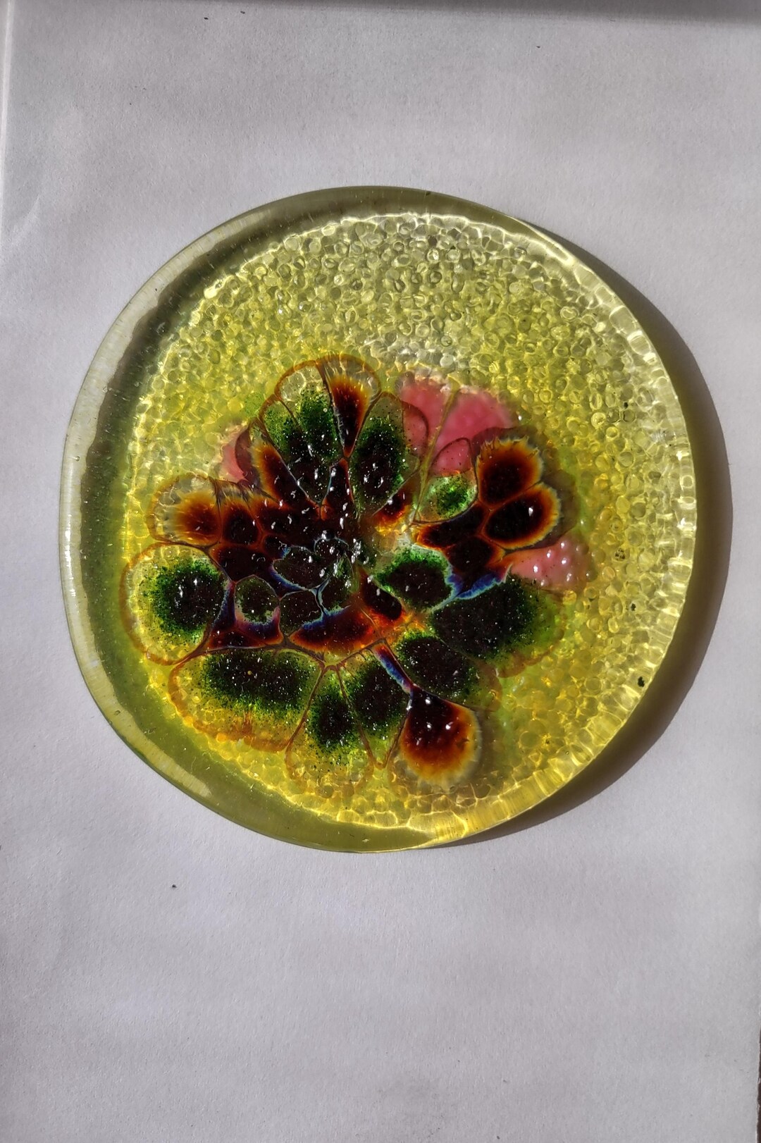 Glass Rondel, 2 3/4" Approx Stained Glass Rondel, Glass Rondel, Rondel ...