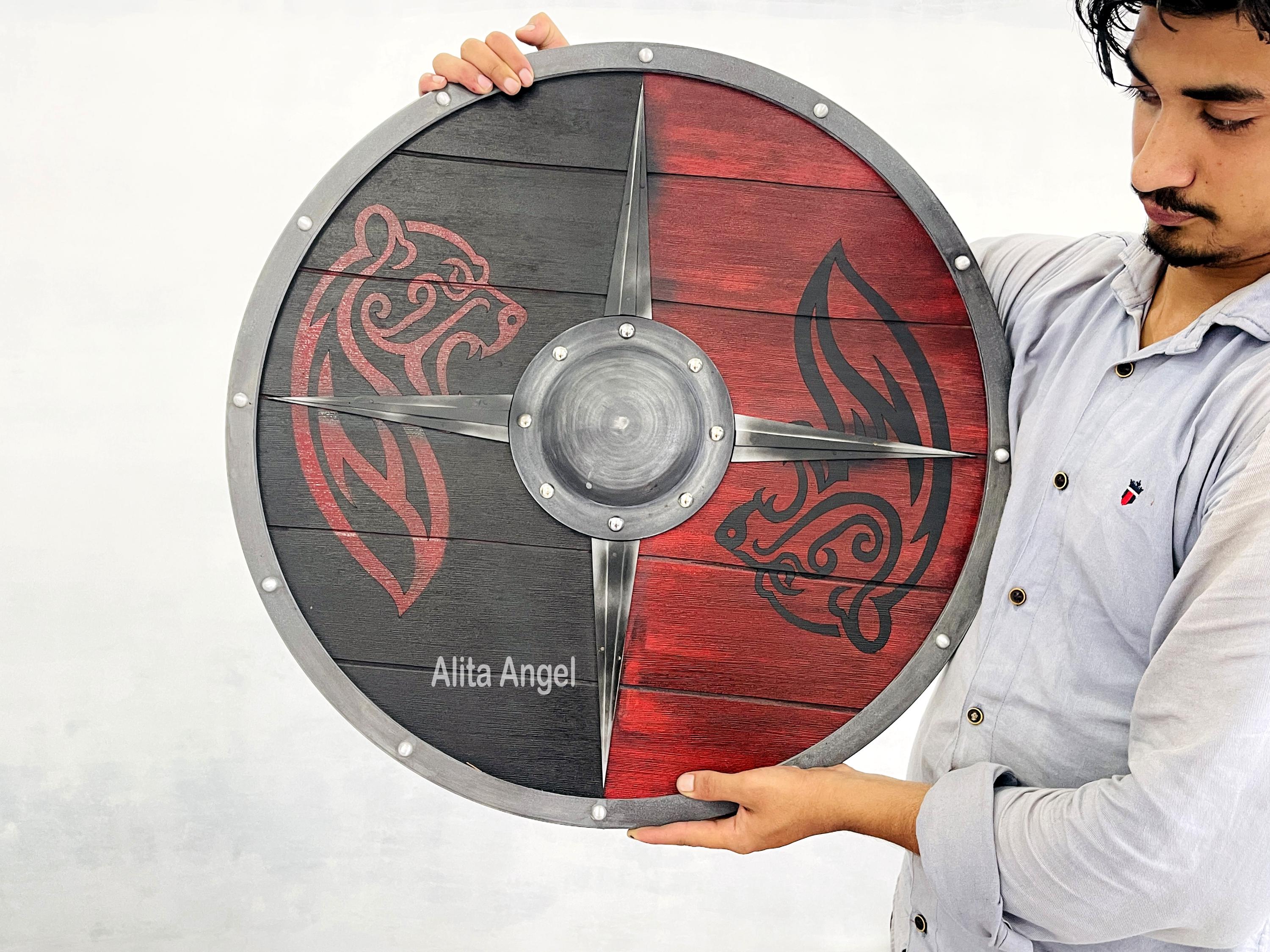 Wooden Viking Shield: Battleworn Bear Design - Reenactment, Cosplay - Etsy
