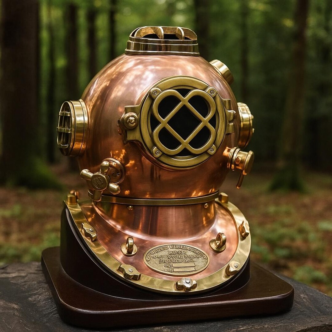 Mark V US Navy Diving Helmet Replica: Copper & Aluminum, Wooden Base - Etsy