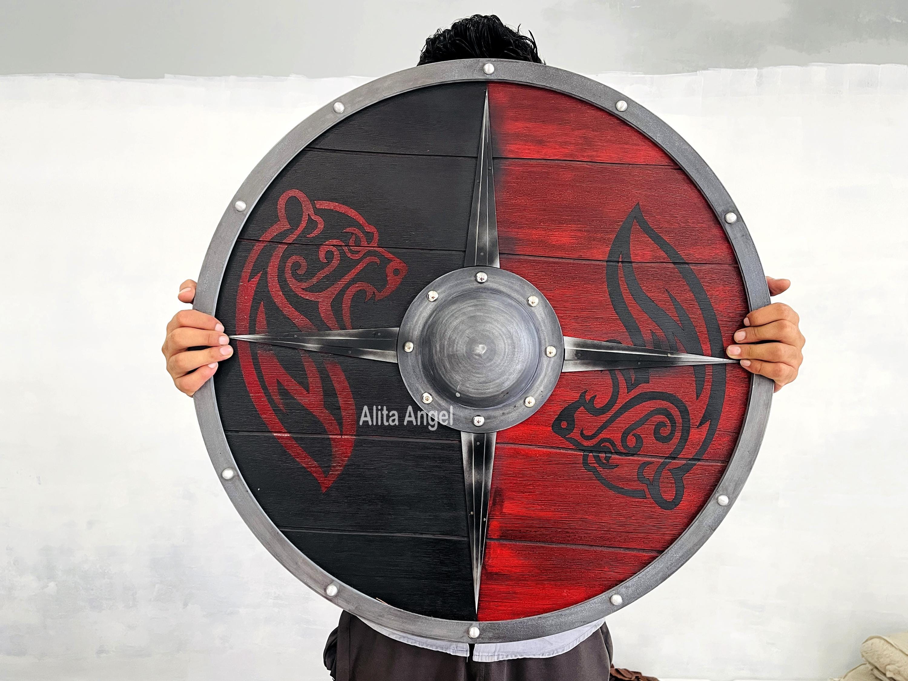 Wooden Viking Shield: Battleworn Bear Design - Reenactment, Cosplay - Etsy
