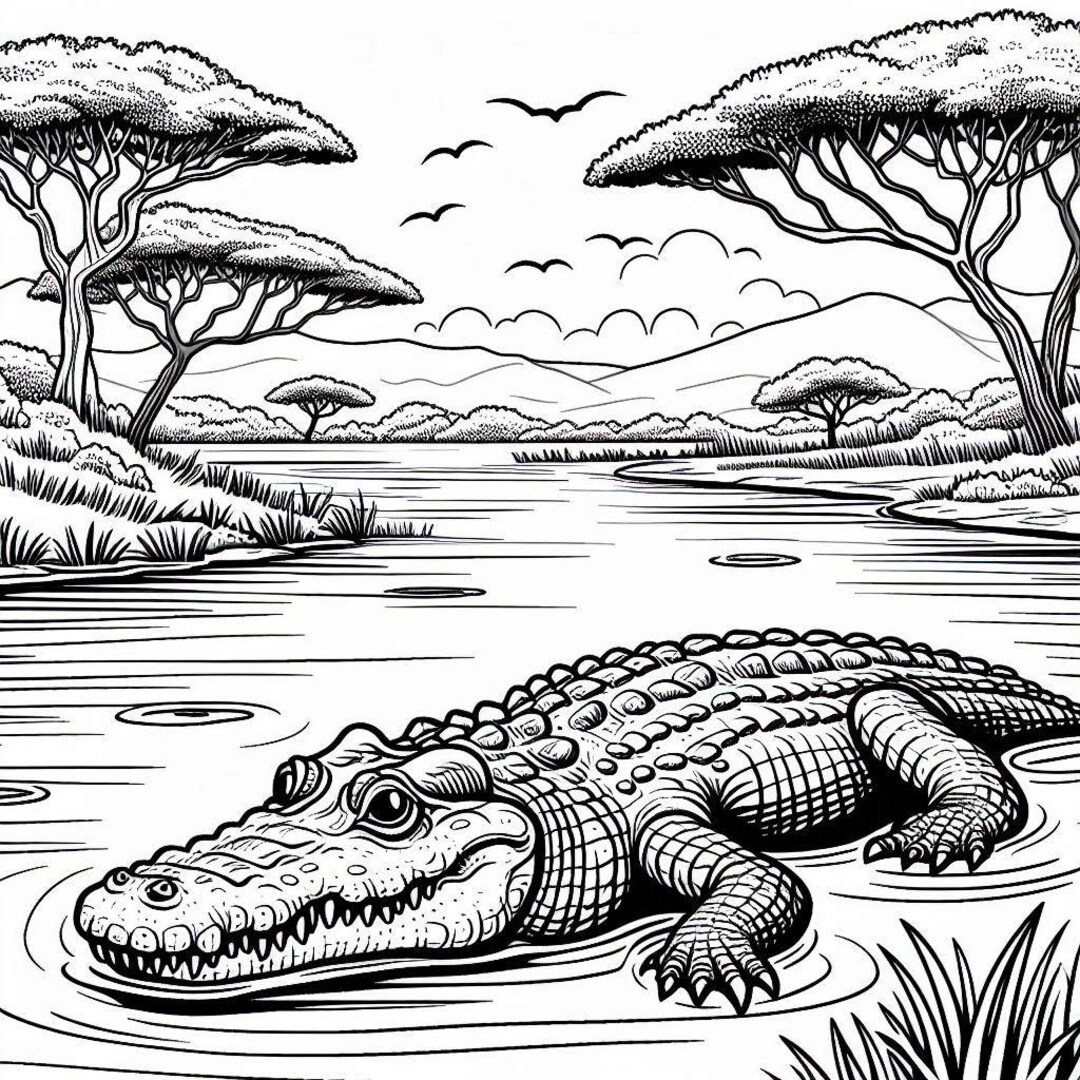 Lurking Croc Coloring Book Page | Coloring Book | Coloring | SAHM ...