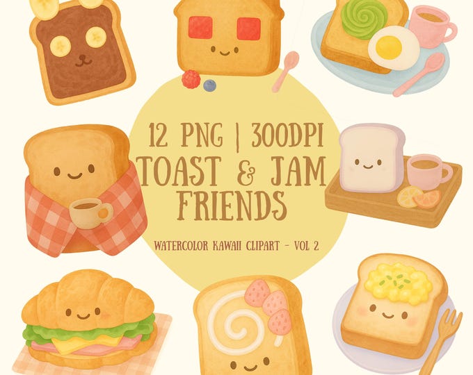 Cute Kawaii Printable Toasts Clipart / Commercial Use/ PNG - Etsy Canada