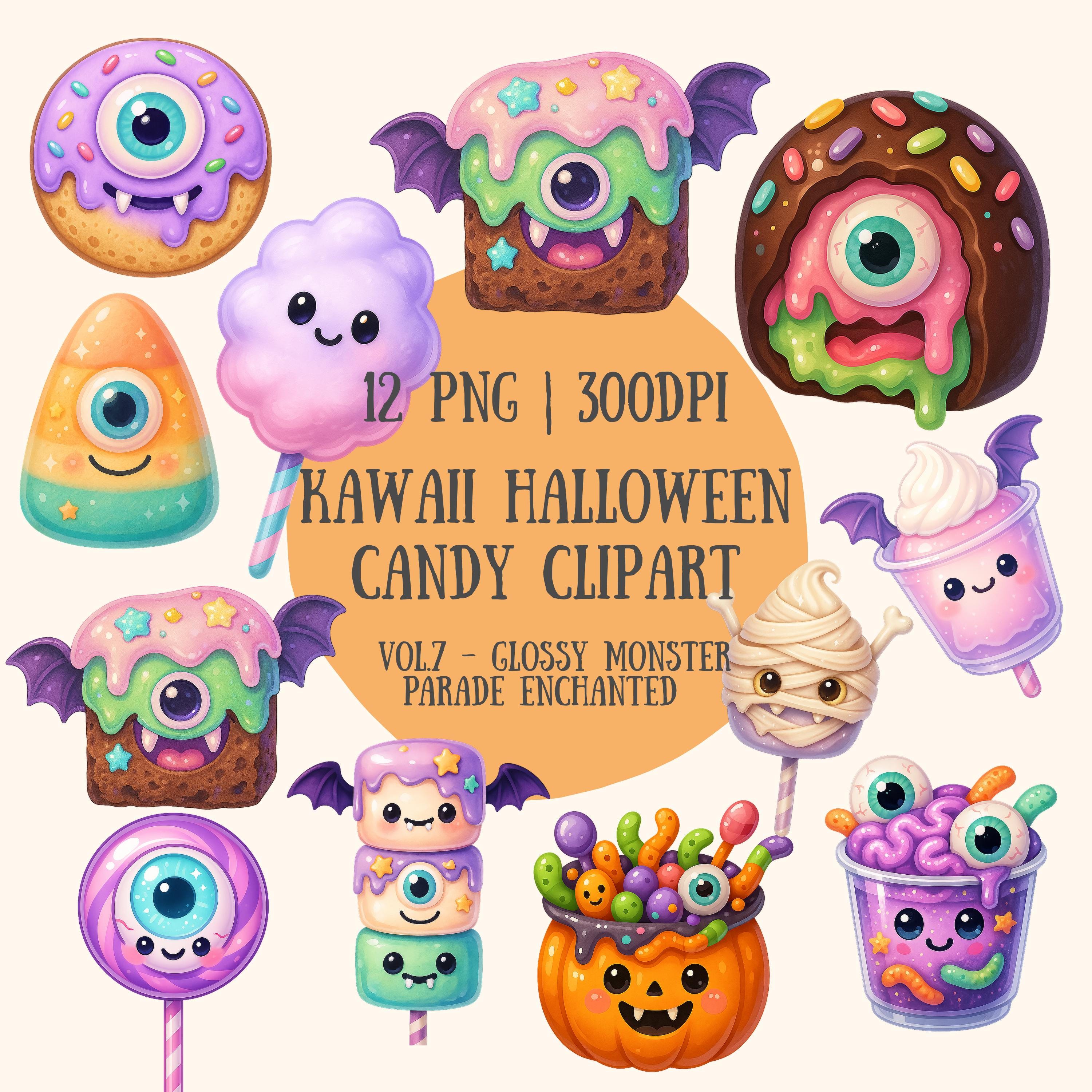 Kawaii Halloween Candy Clipart: Pastel Goth Monster Treats (12 PNG) - Etsy