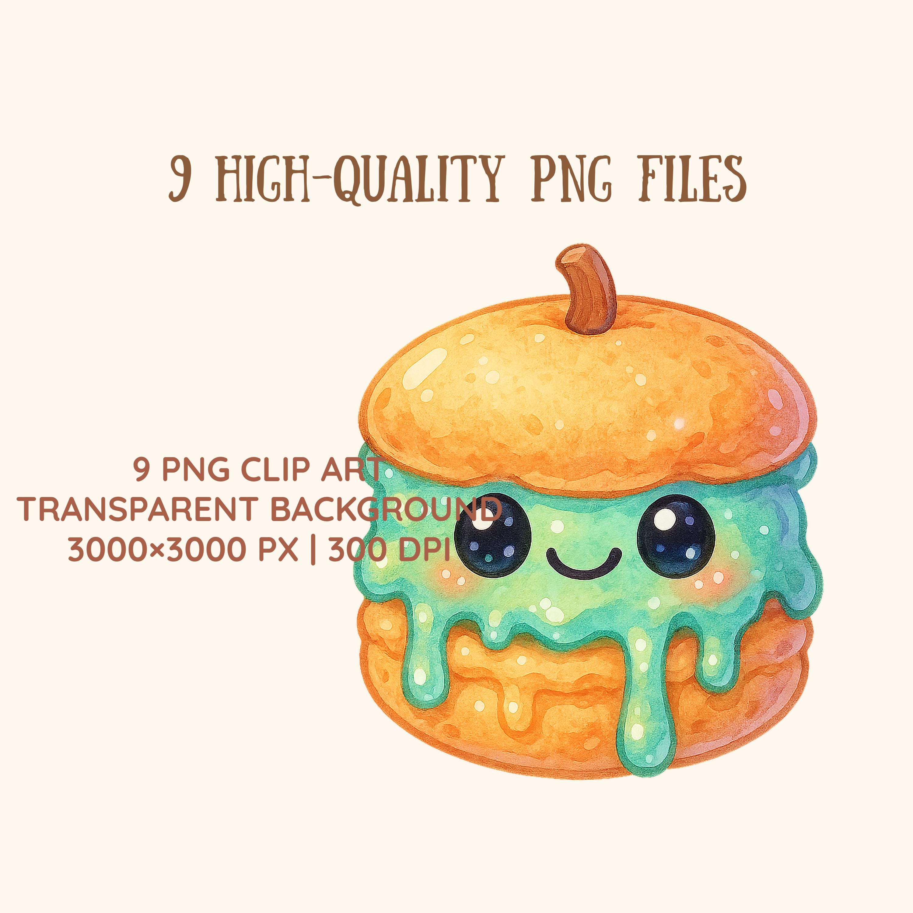 Kawaii Halloween Candy Clipart: Y2K Monster Treats (PNG, Commercial Use ...