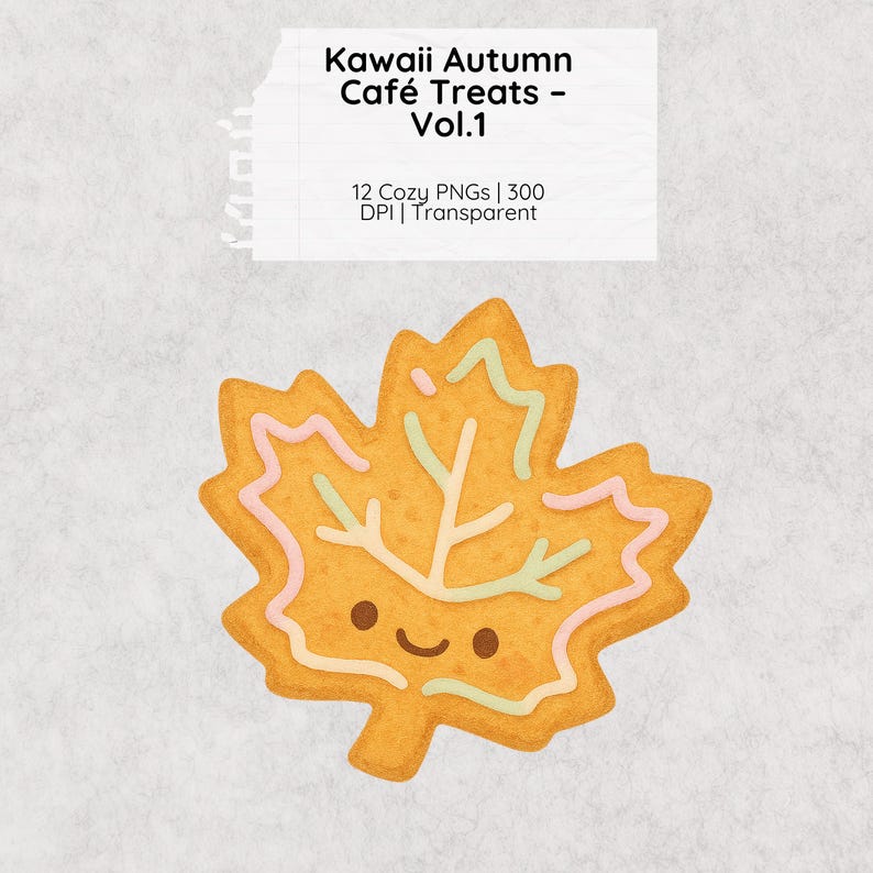 Kawaii Autumn Cafe Treats Clip Art Vol.1 Fall Bakery PNG Watercolor ...