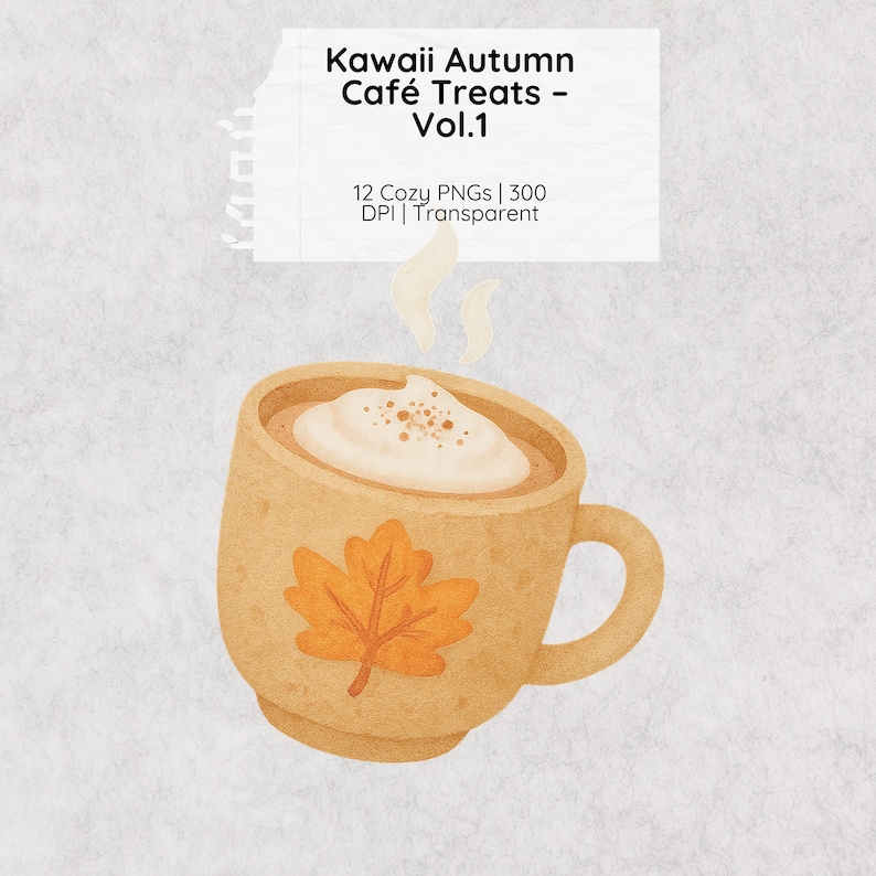 Kawaii Autumn Cafe Treats Clip Art Vol.1 Fall Bakery PNG Watercolor ...