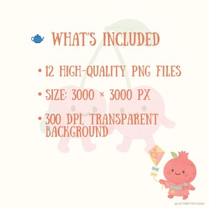 Kawaii Fruit Clip Art: Watercolor Summer Illustrations (PNG Bundle, 300 ...