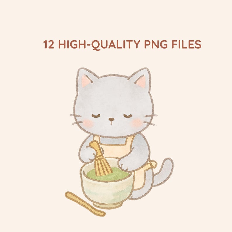 Kawaii Matcha Tea Clipart Bundle: Watercolor Japanese Green Tea PNG ...
