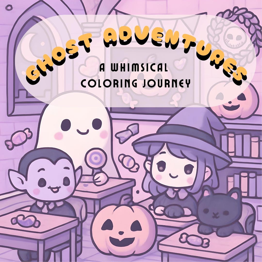 Halloween Ghost Adventures Coloring Book, 20 Pages, Printable PDF ...