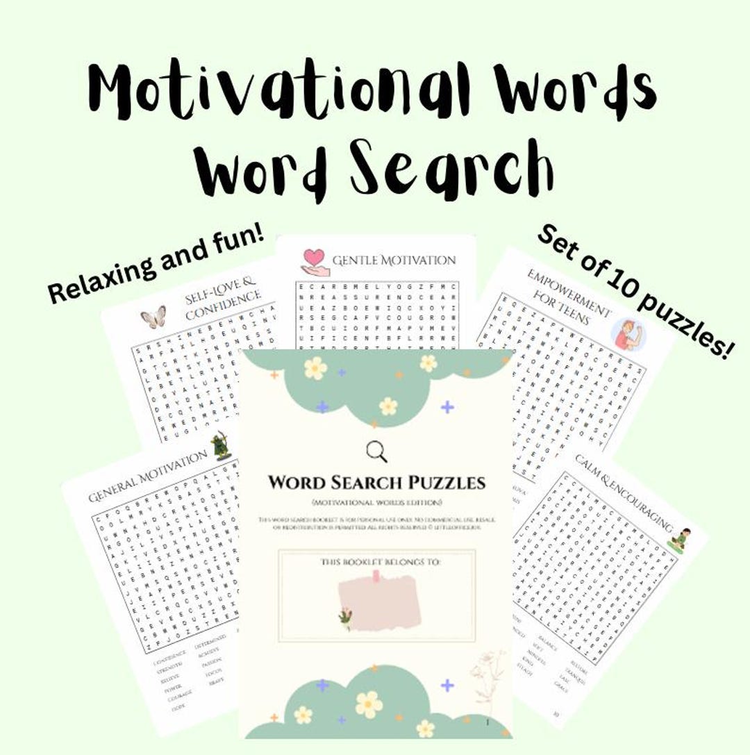 Motivational Words Search, Printable Word Search, Wordsearch Printable ...