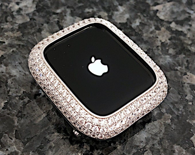 White Gold High End Style All Lab Diamond Apple Watch Band and or Lab ...