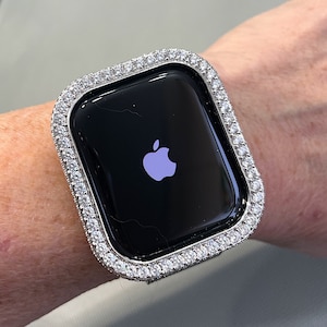 White Gold Bezel Only Lab Diamond Apple Watch Bezel Case Cover 38,40,42 ...