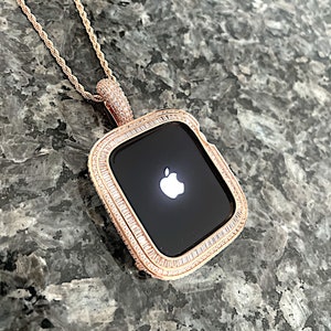 Apple Watch Pendant Rose Gold Necklace Wear on Watch or Neck Diamond ...