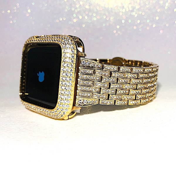 Gold Apple Watch Face Cover and Band - Etsy