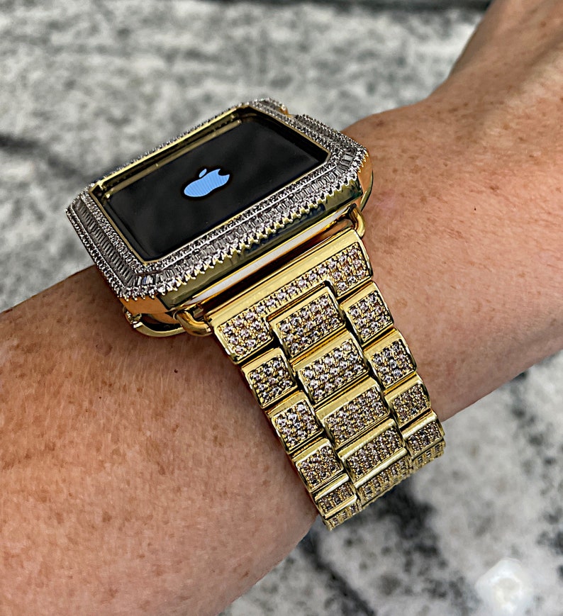 High End All Lab Diamond Apple Watch Band and or Yellow Gold - Etsy