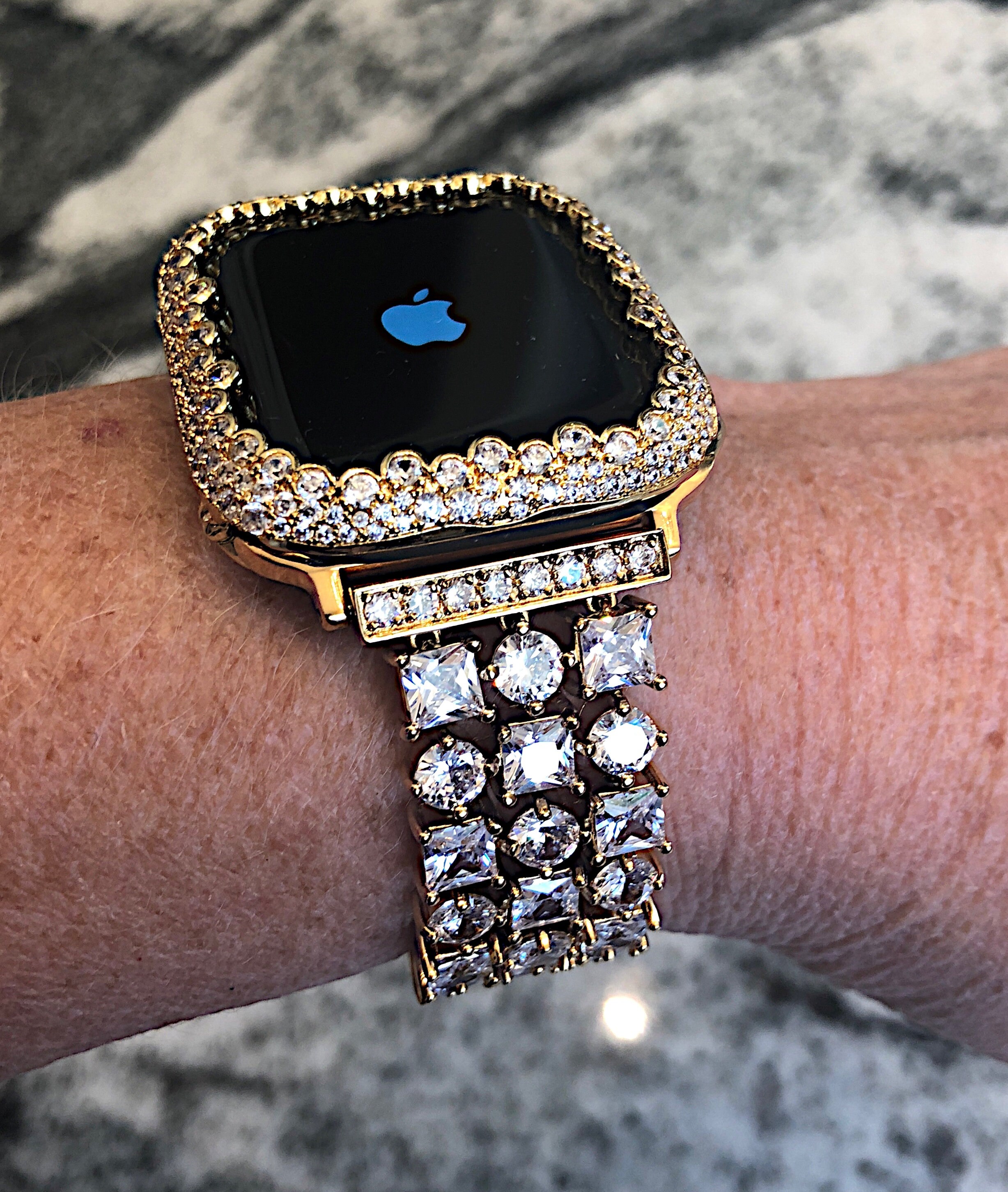 Yellow gold Cz Apple Watch Band and or Lab Diamond Bezel | Etsy