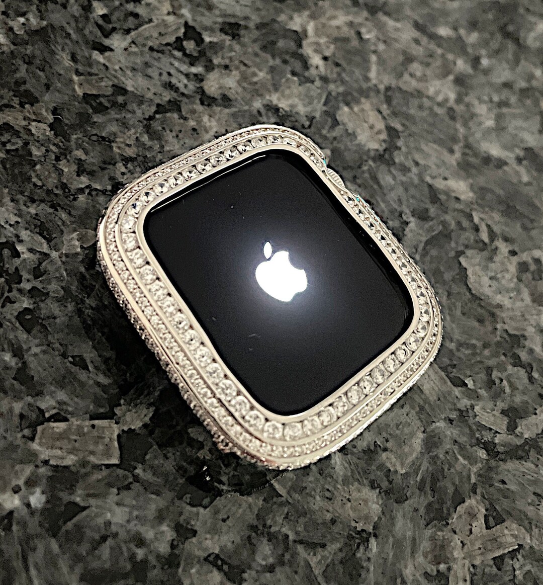 Fully Loaded Round Channel Set White Gold Bezel Only Lab Diamond Apple ...