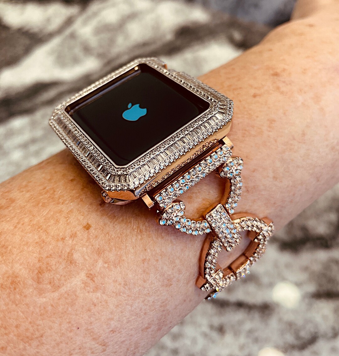 Rose Gold Apple Watch Band and or Lab Diamond Apple Watch Case Apple ...