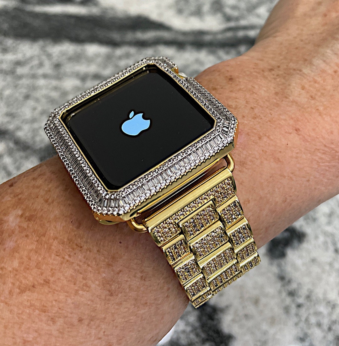 High End All Lab Diamond Apple Watch Band and or Yellow Gold - Etsy