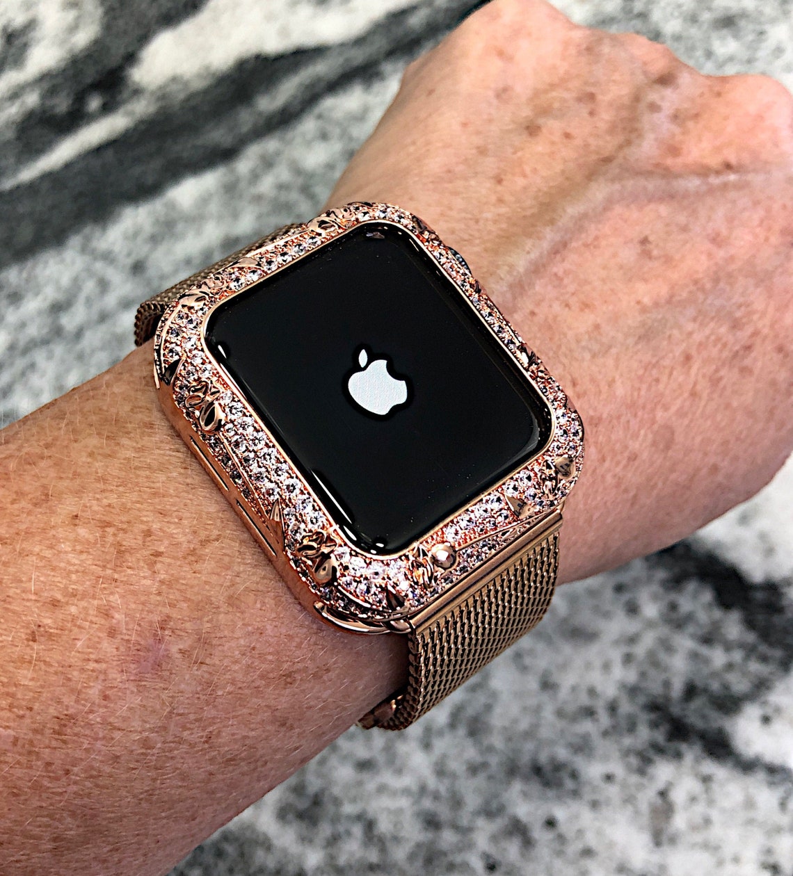 Rose Bud Rose Gold Bezel Apple Watch Bezel Rose Pattern Case | Etsy