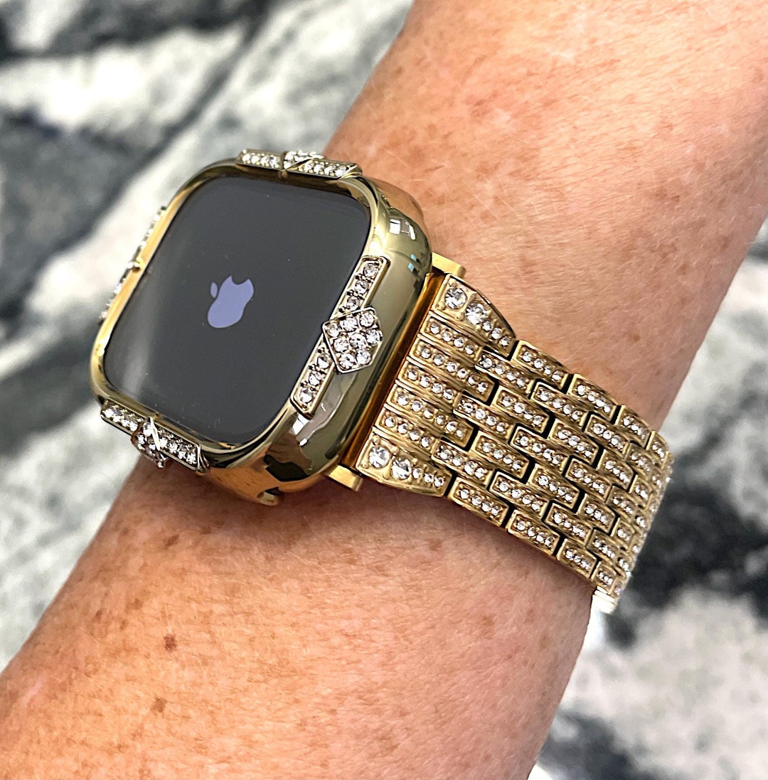 14k Yellow Gold Apple Watch Band and or Apple Watch Case CRYSTALLIZED ...