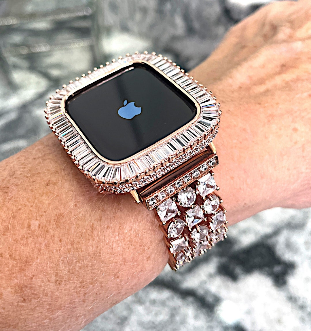Rose Gold Apple Watch Band and or Lab Diamond Bezel Iwatch - Etsy