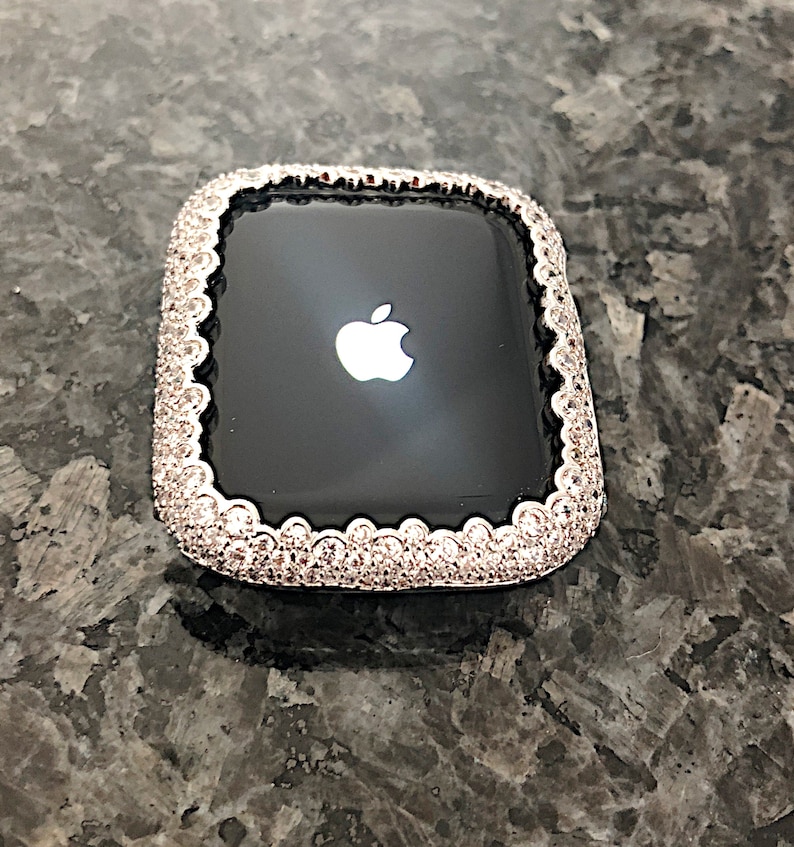 White Gold Lab Diamond Bezel Case Apple Watch Bezel Case Cover | Etsy