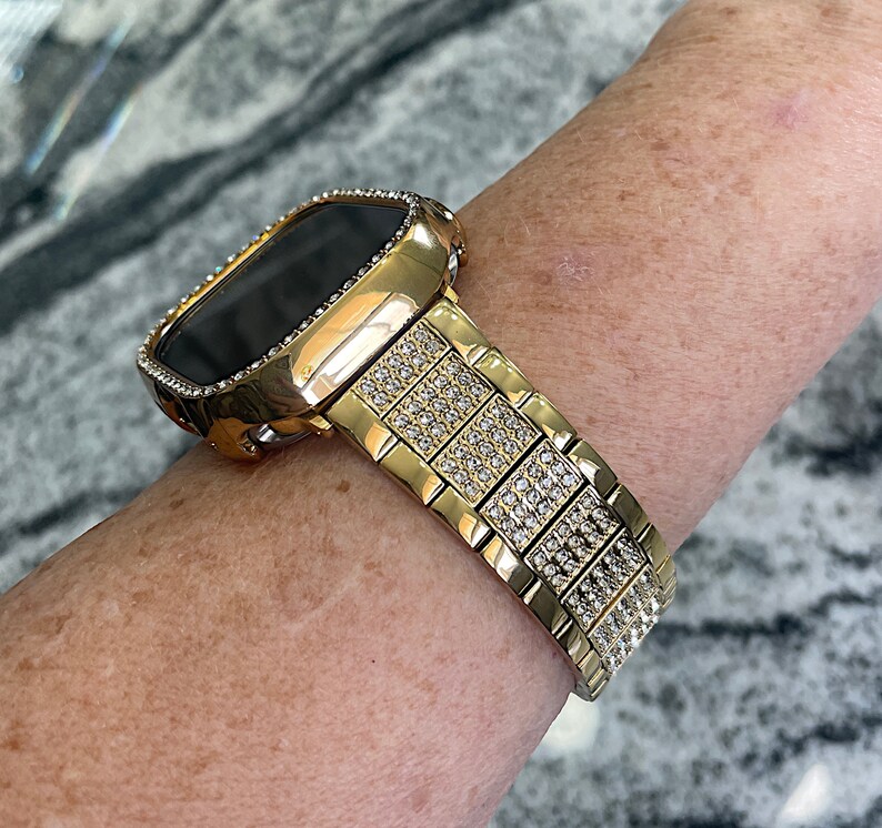 49mm Ultra Apple Watch Ultra Band and or Yellow Gold Pc 1 Row Crystal ...