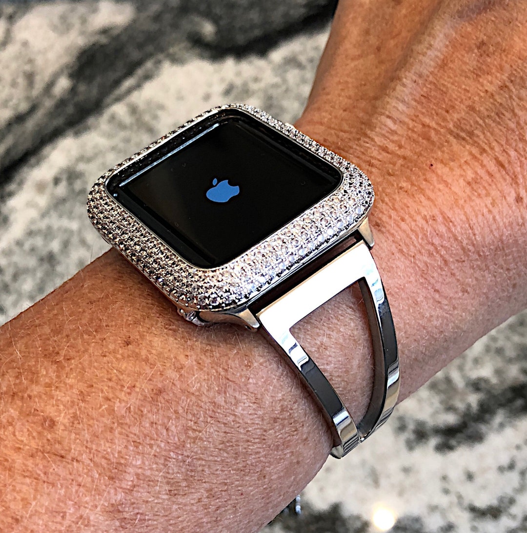 Apple Cuff Apple Watch Band and or Lab Diamond Bezel Apple - Etsy