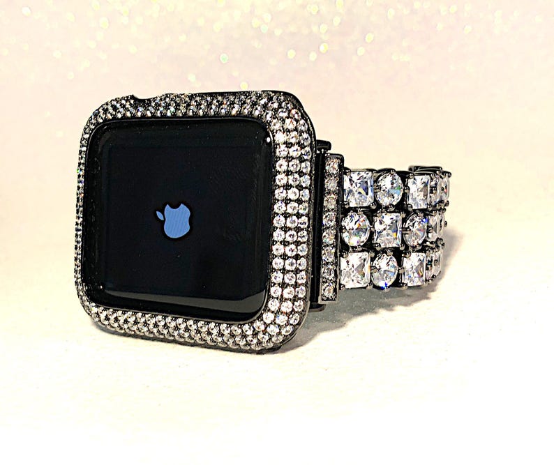 Lab Diamond Apple Watch BezelWatch Band Black bling Metal | Etsy