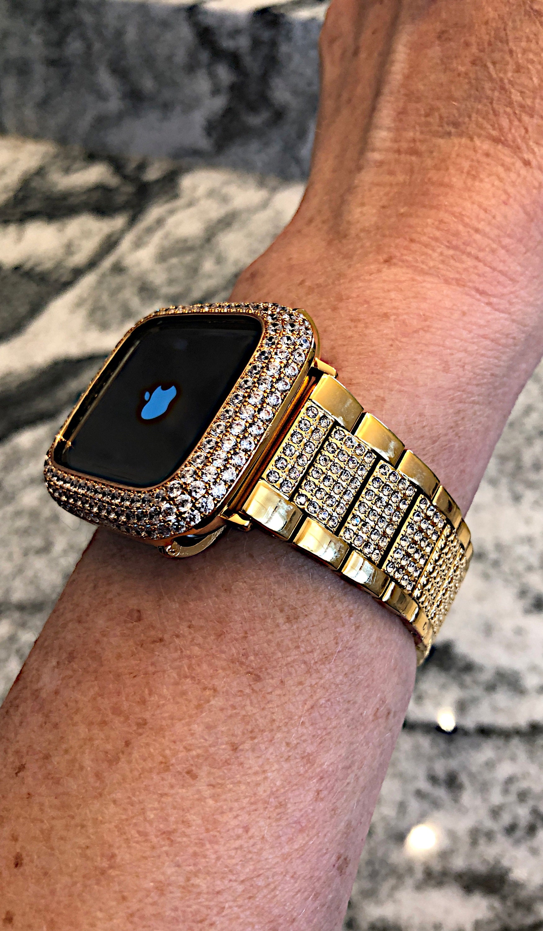 Yellow Gold Diamond Apple Watch Crystal Band and or Lab | Etsy