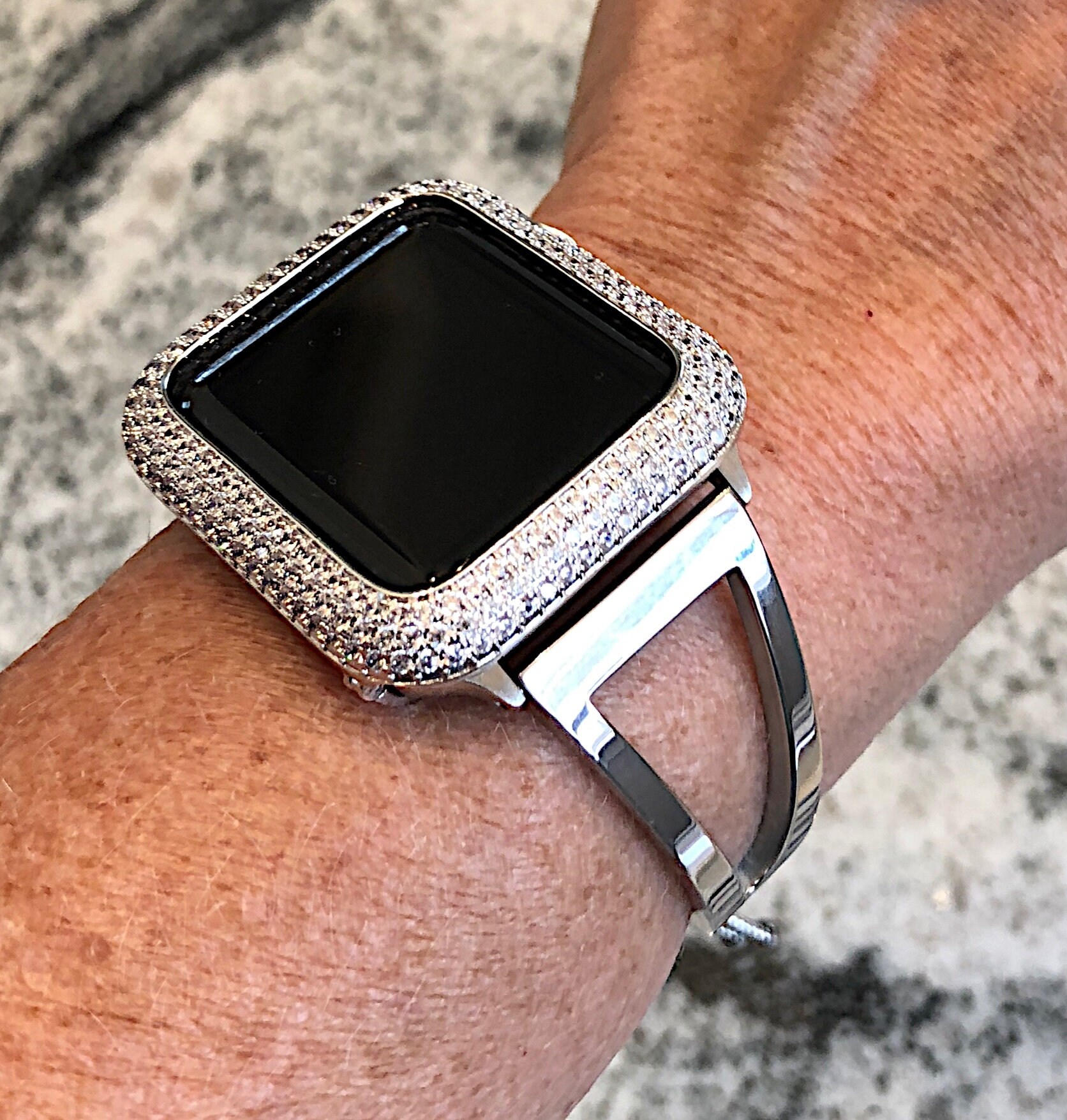 Apple Cuff Apple Watch Band and or Lab Diamond Bezel apple | Etsy