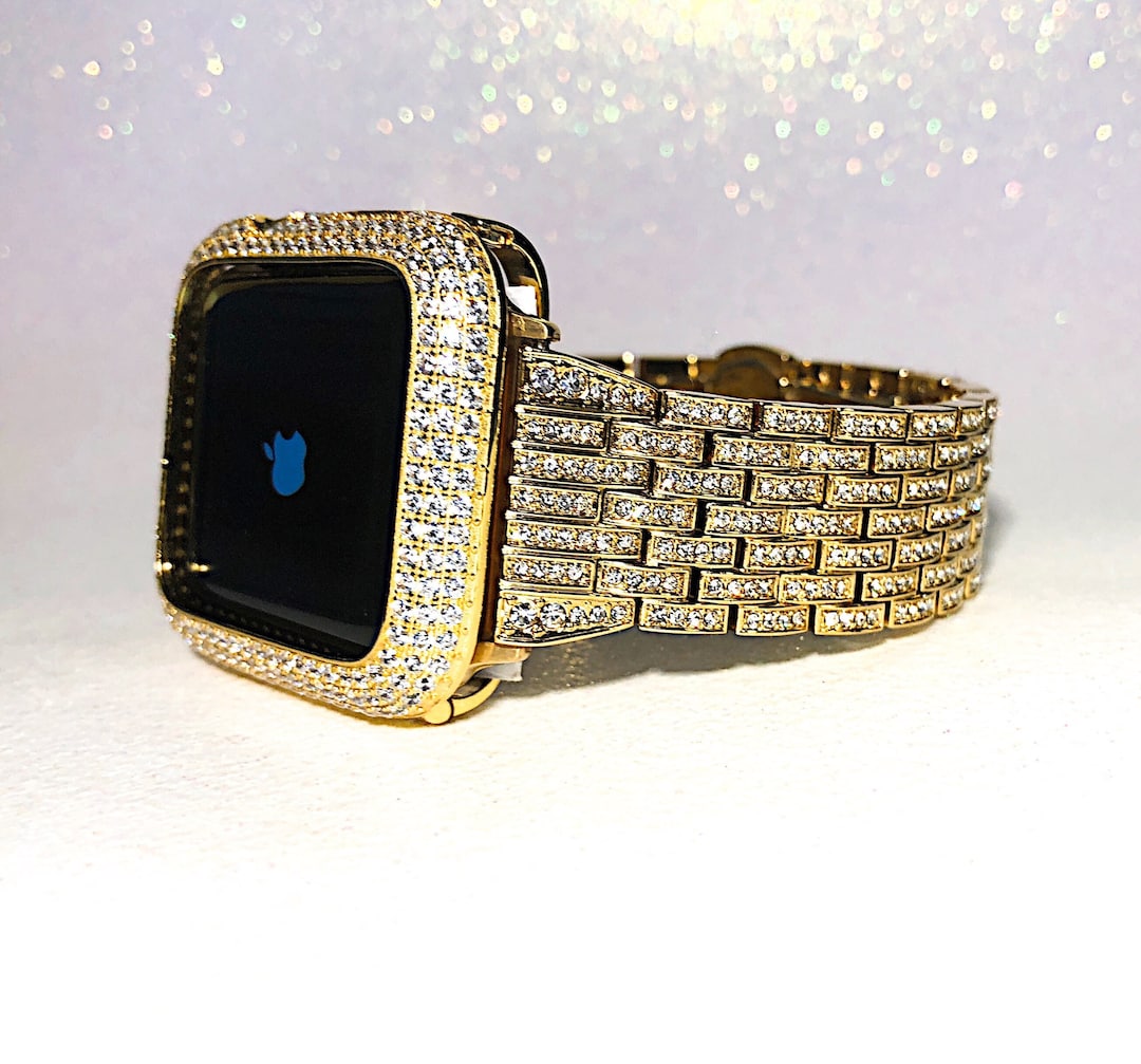 Yellow Gold Apple Watch Band and or Lab Diamond Apple Watch Case Apple ...