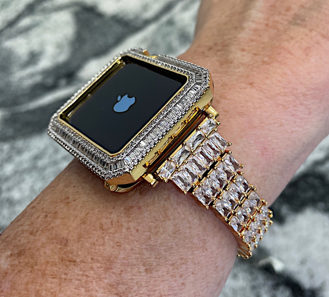 High end Yellow Gold Lab Diamond Apple Watch Band and or Lab | Etsy