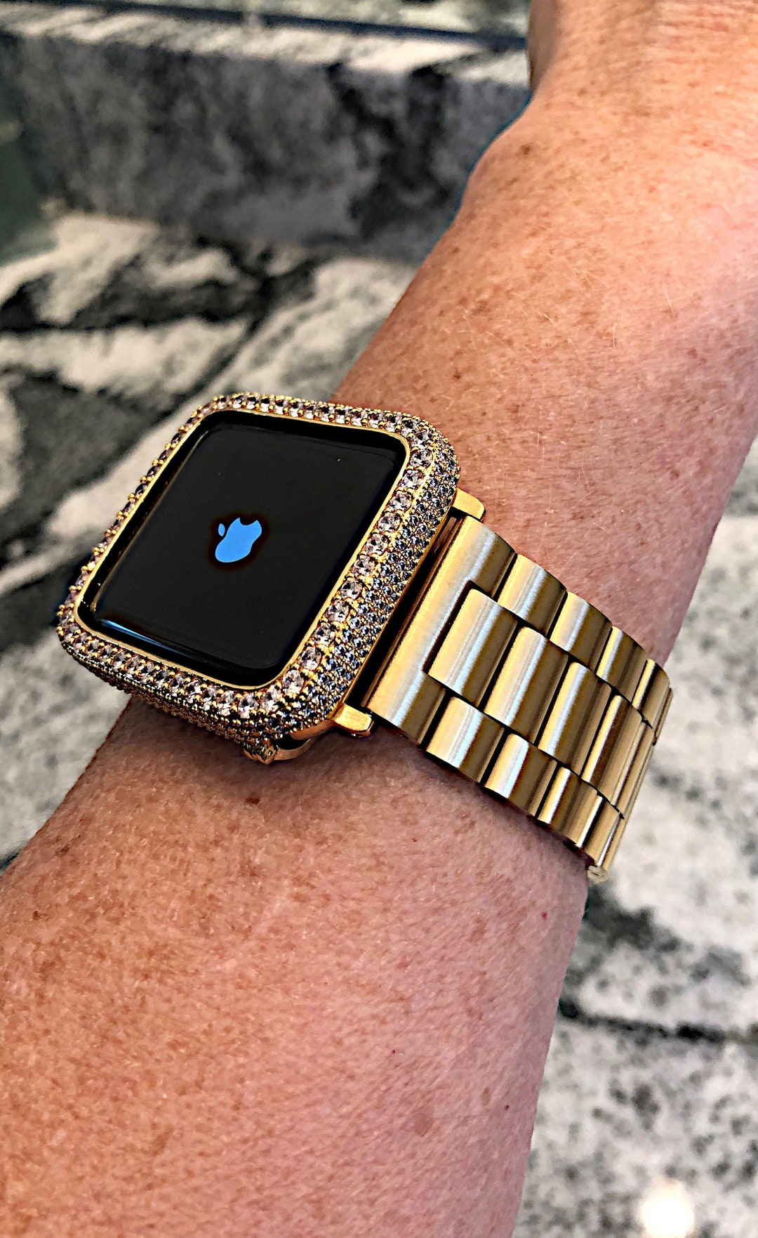 Yellow Gold Apple Watch Band and or Lab Diamond Apple Watch Case Apple ...