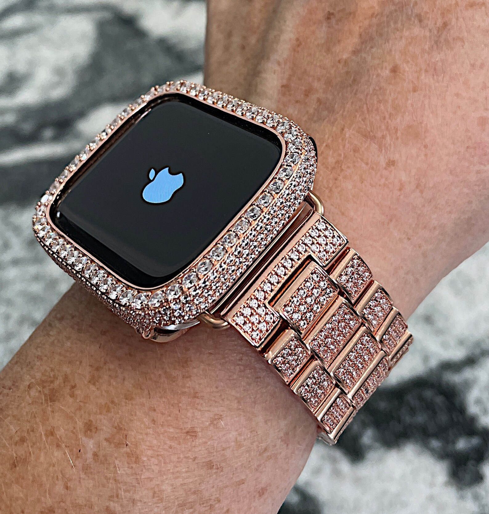 High End All Lab Diamond Apple Watch Band and or 14k Rose Gold Apple ...