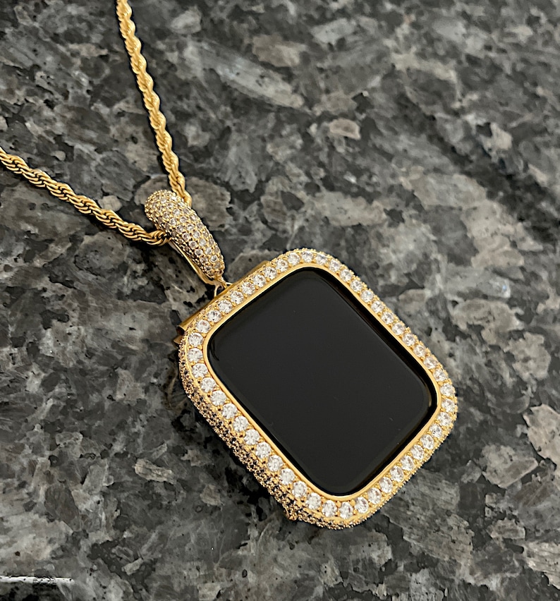 Apple Watch Pendant Yellow Gold Necklace Wear on Watch or Neck Iwatch ...
