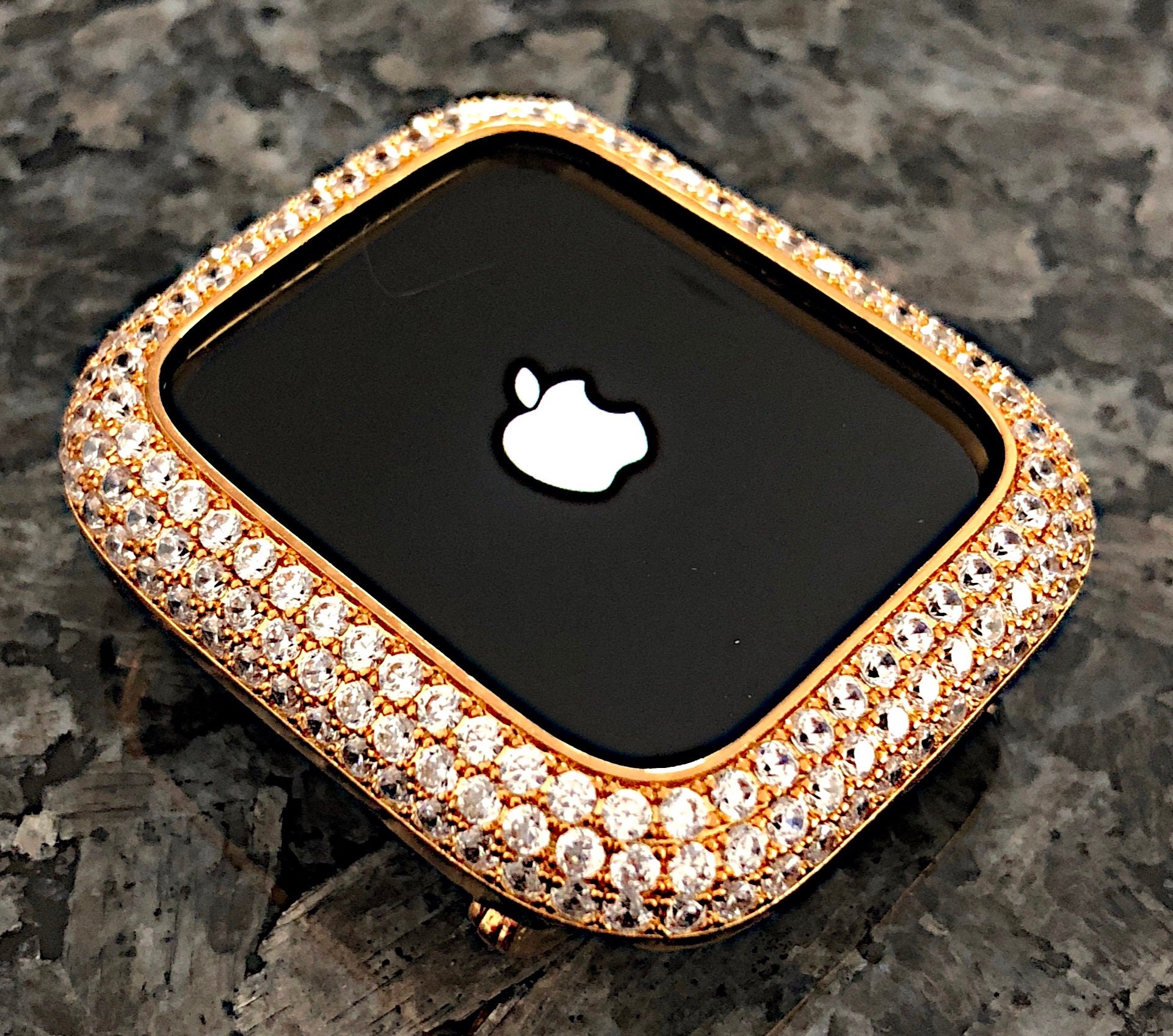 Yellow Gold Bezel Case Lab Diamond Apple Watch Bezel Case - Etsy