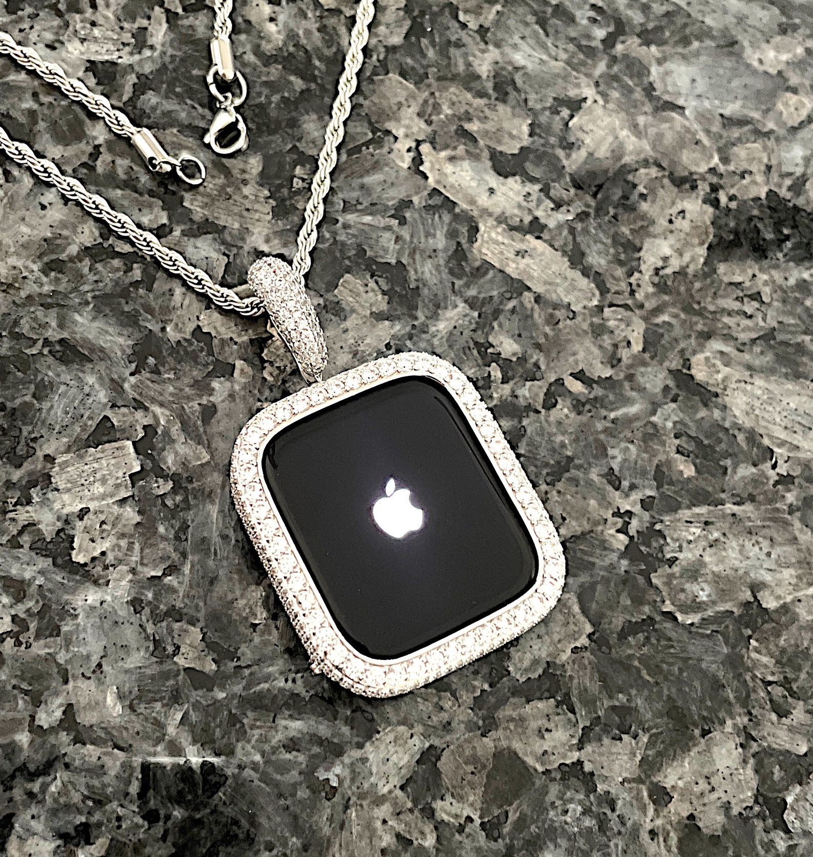 Apple Watch Pendant,necklace White Gold Wear on Watch or Neck Lab ...