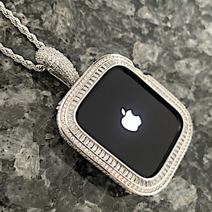 Apple Watch Pendant Necklace White Gold Wear on Watch or Neck Lab ...
