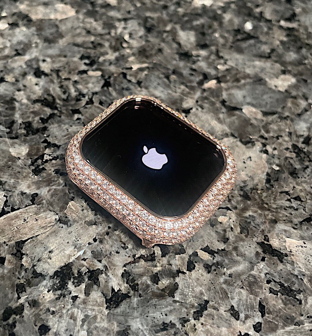 Rose Gold Lab Diamond Apple Watch Case Metal Micro Pave Bling Bumper ...